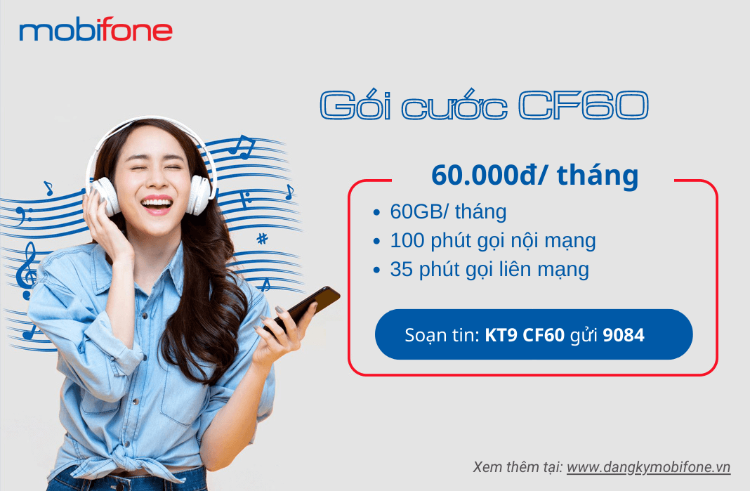 Hướng dẫn đăng ký gói CF60 Mobifone - Đăng ký 4G Mobifone